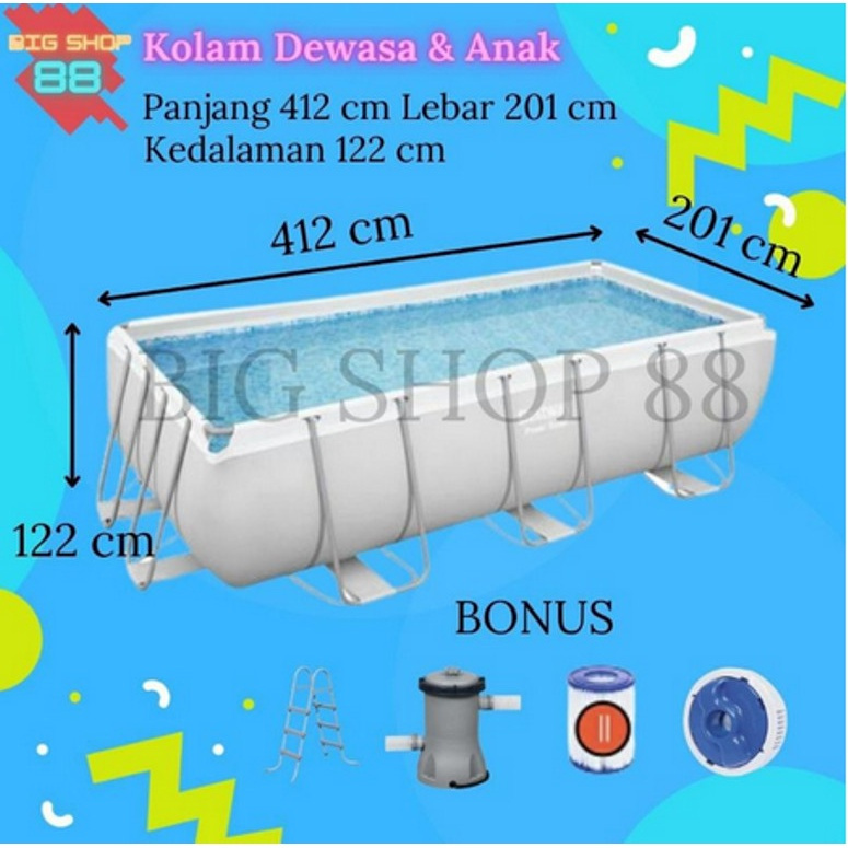 Jual BESTWAY KOLAM RENANG PORTABLE PORTABEL PRISM FRAME POOL 4M 4METER ...