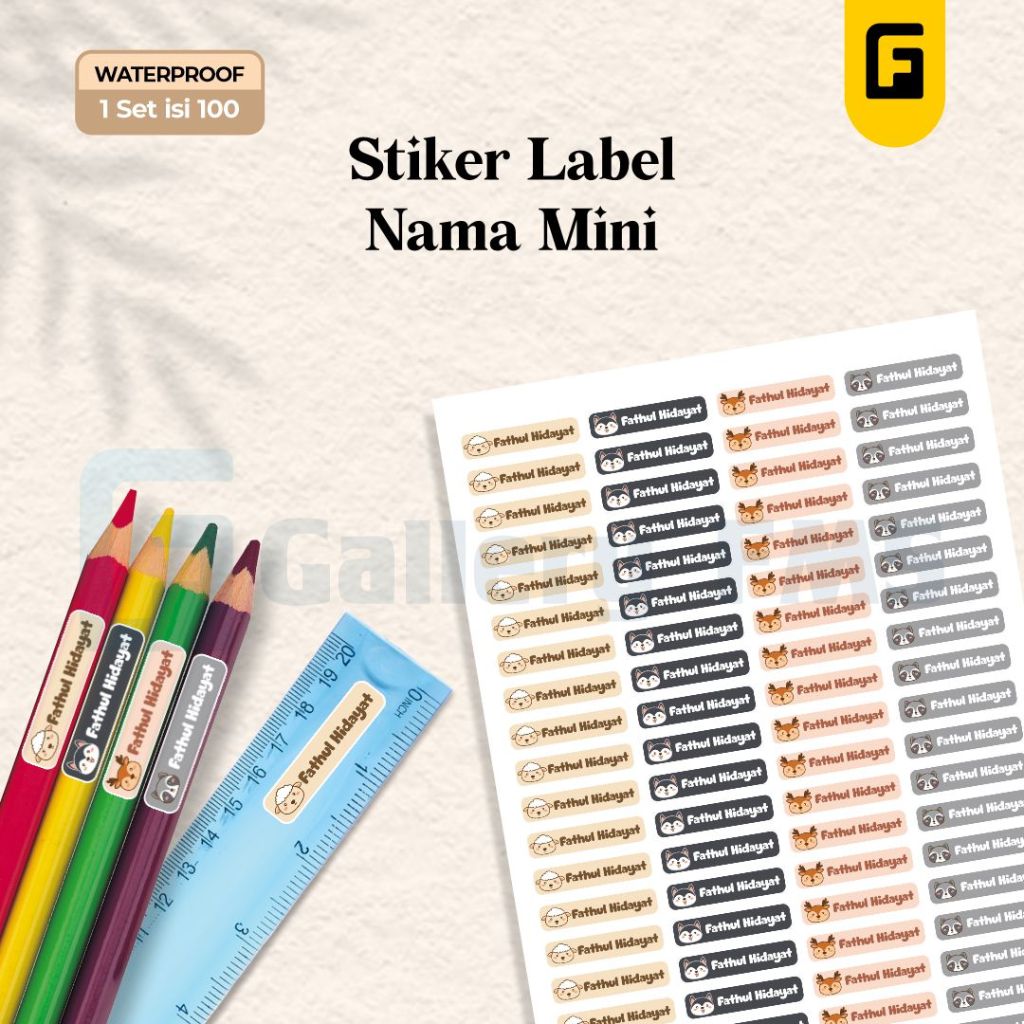 Jual Stiker Label nama Pensil - Stiker Nama Pensil Custom 1set isi ...