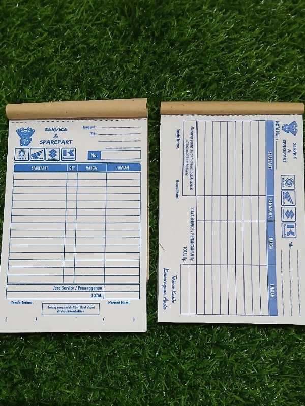 Jual NOTA BENGKEL MOTOR 2 PLAY 1/4 FOLIO UKURAN 10.5X 16 ISI 50 SET ...