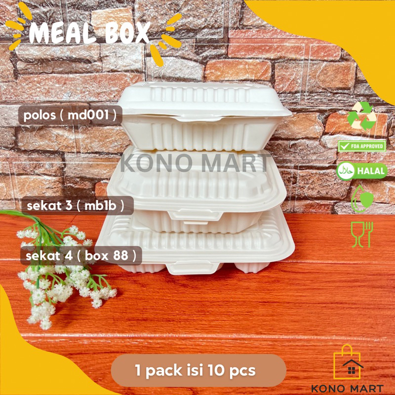 Jual MEAL BOX SEKAT WARNA CREAM / MIKA BOX SEKAT MAKANAN / MEAL BOX ...