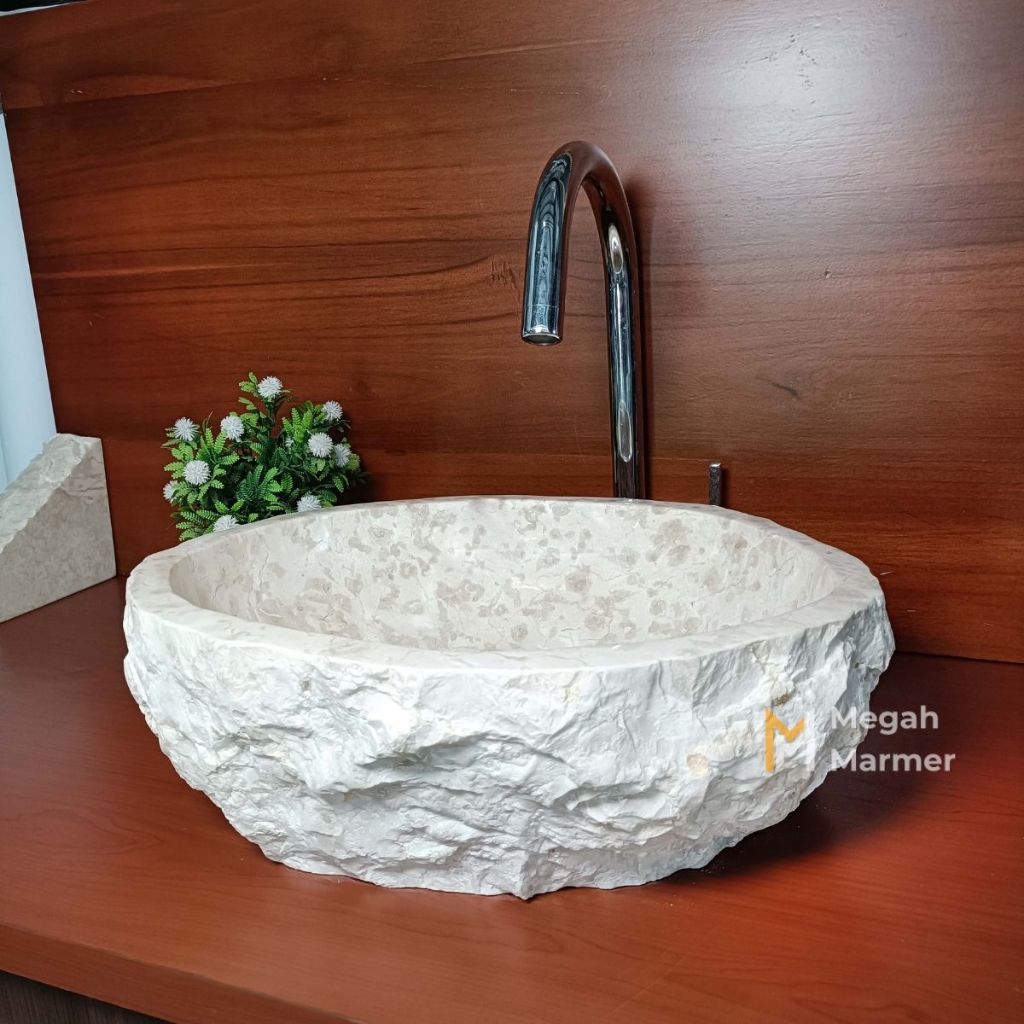 Jual Megah Marmer | Wastafel Marmer Erosi Natural Ukuran 40cm Free ...