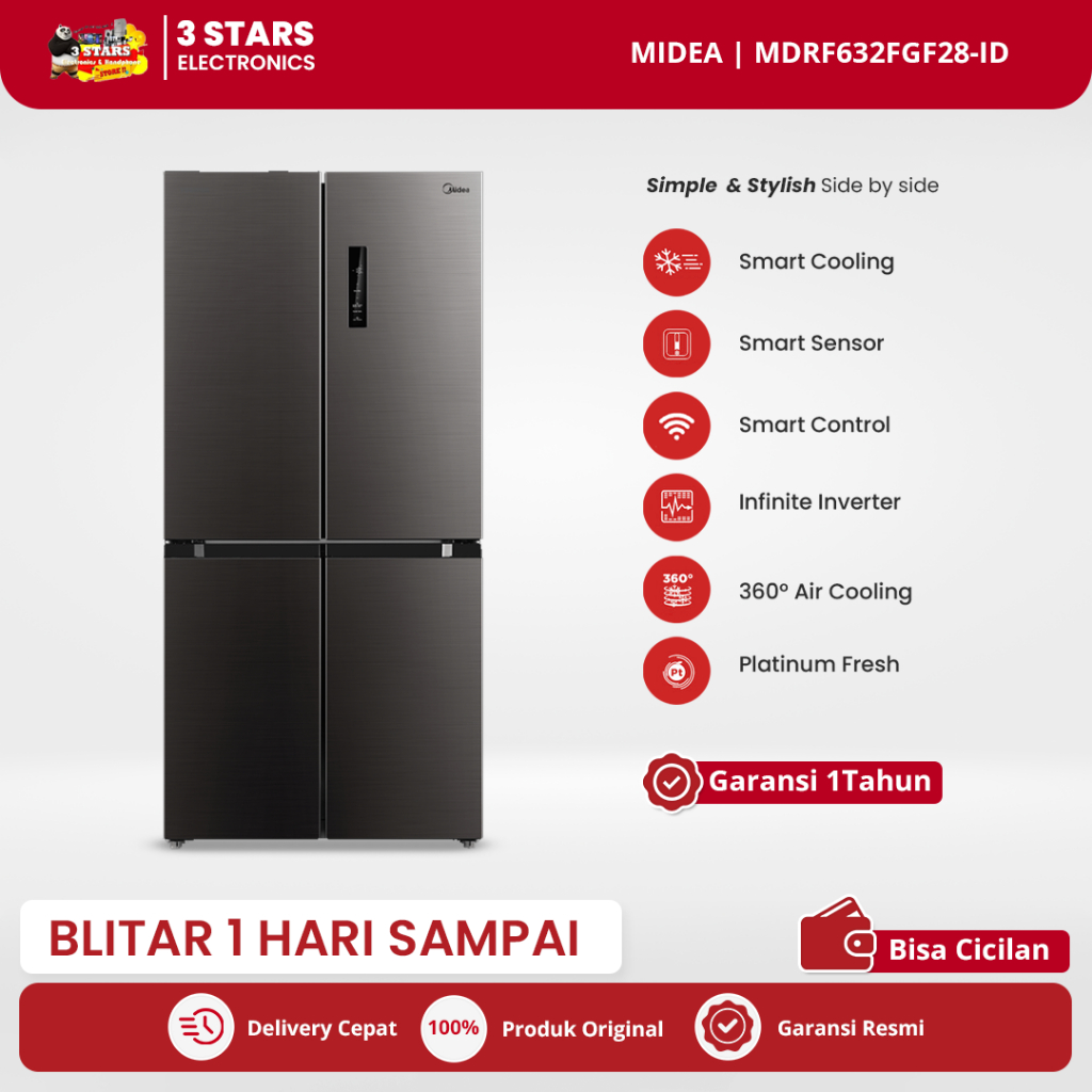 Jual Kulkas Midea 4 Pintu MDRF632FIF28ID Side By Side | Shopee Indonesia