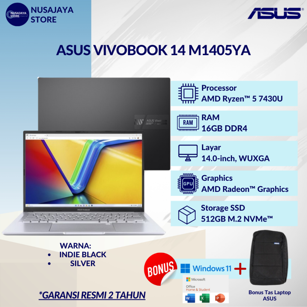 Jual ASUS VivoBook 14 M1405YA RYZEN 5-7430U 16GB 512GB 14" WUXGA OHS ...