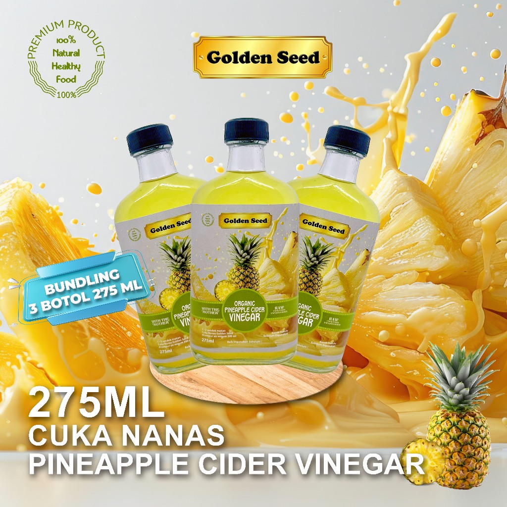Jual (BUNDLING 3 BOTOL) CUKA NANAS GOLDENSEED 275ML / CUKA NANAS ...