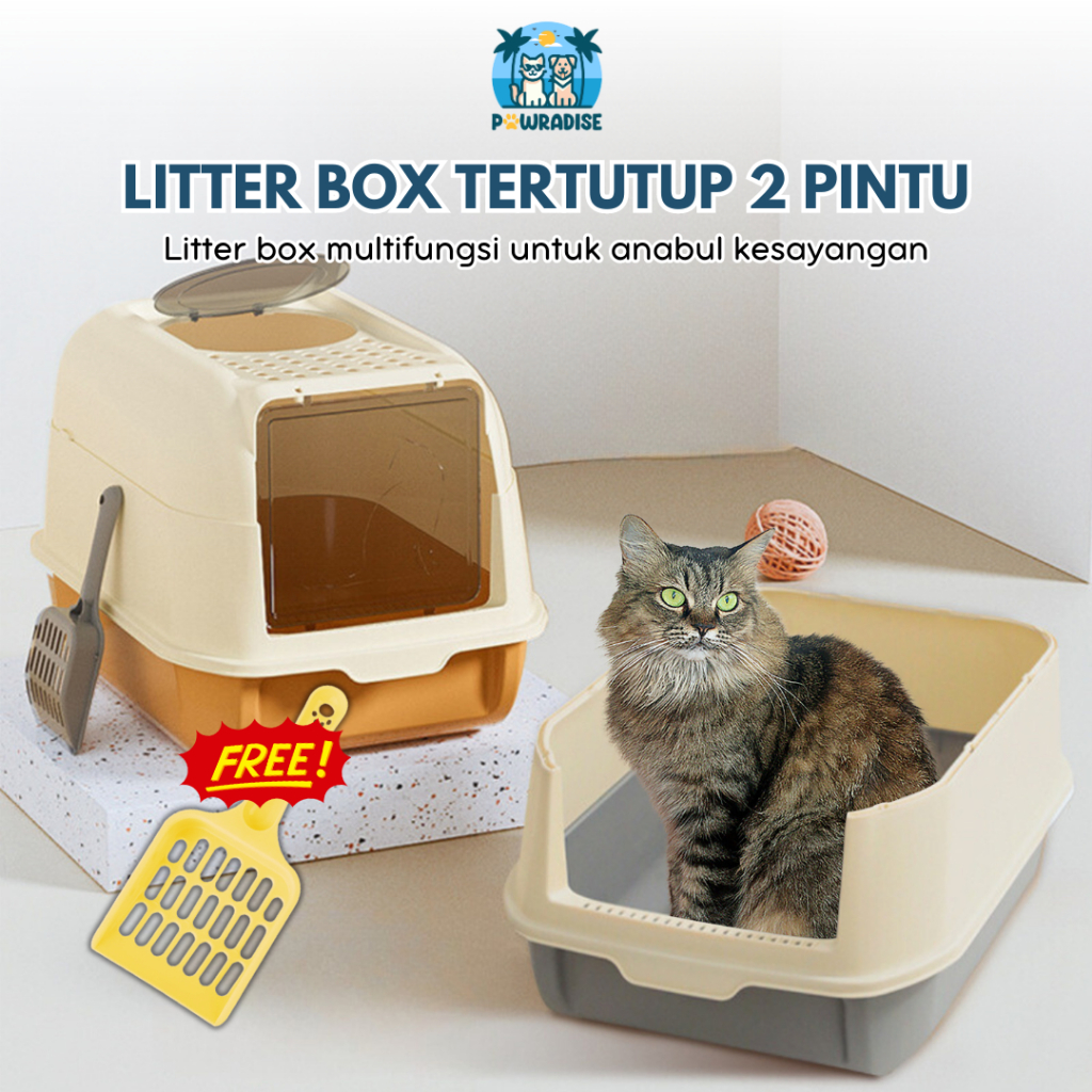 Jual Litter Box Tertutup Dengan 2 Sisi Pintu Bak Pasir Kucing Free ...