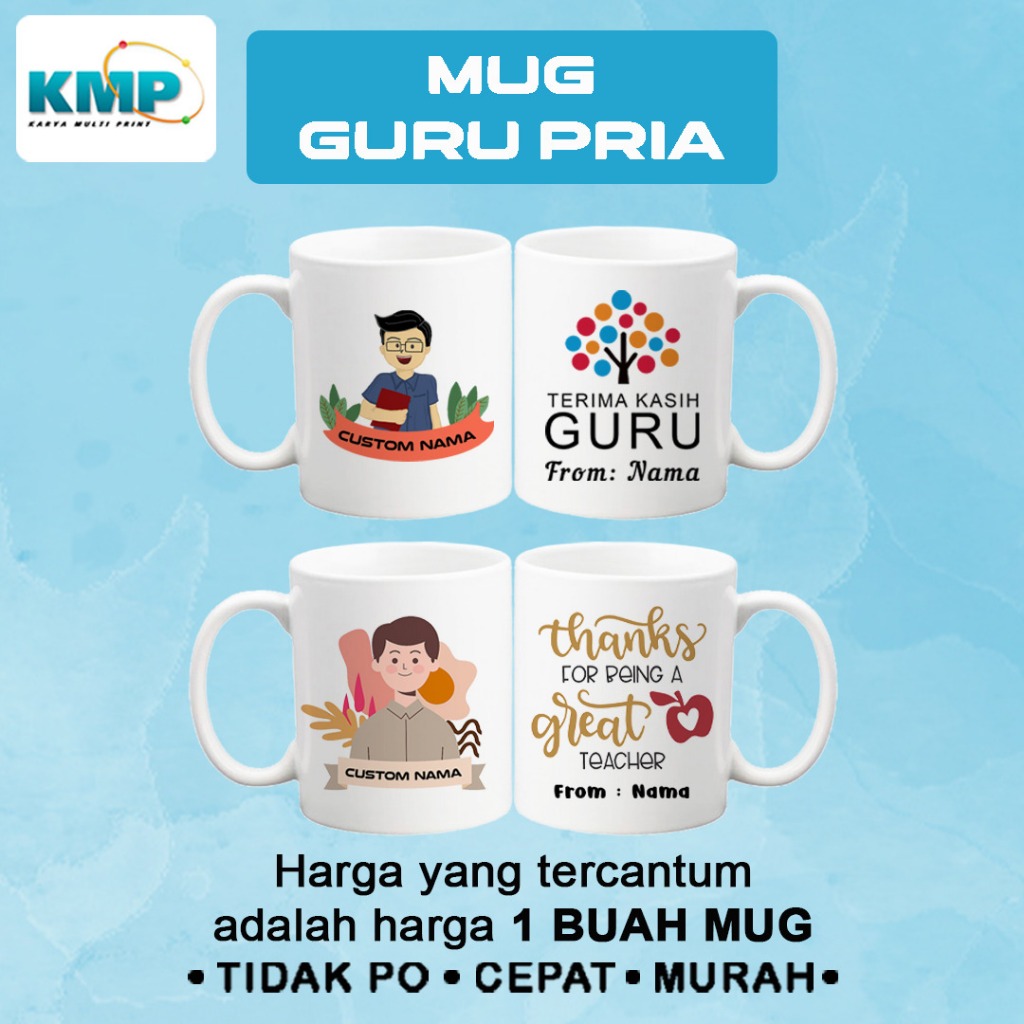 Jual Mug Custom Tema Guru / Kado Guru / Hadiah Guru - terima kasih guru / MUG GURU COWOK ...