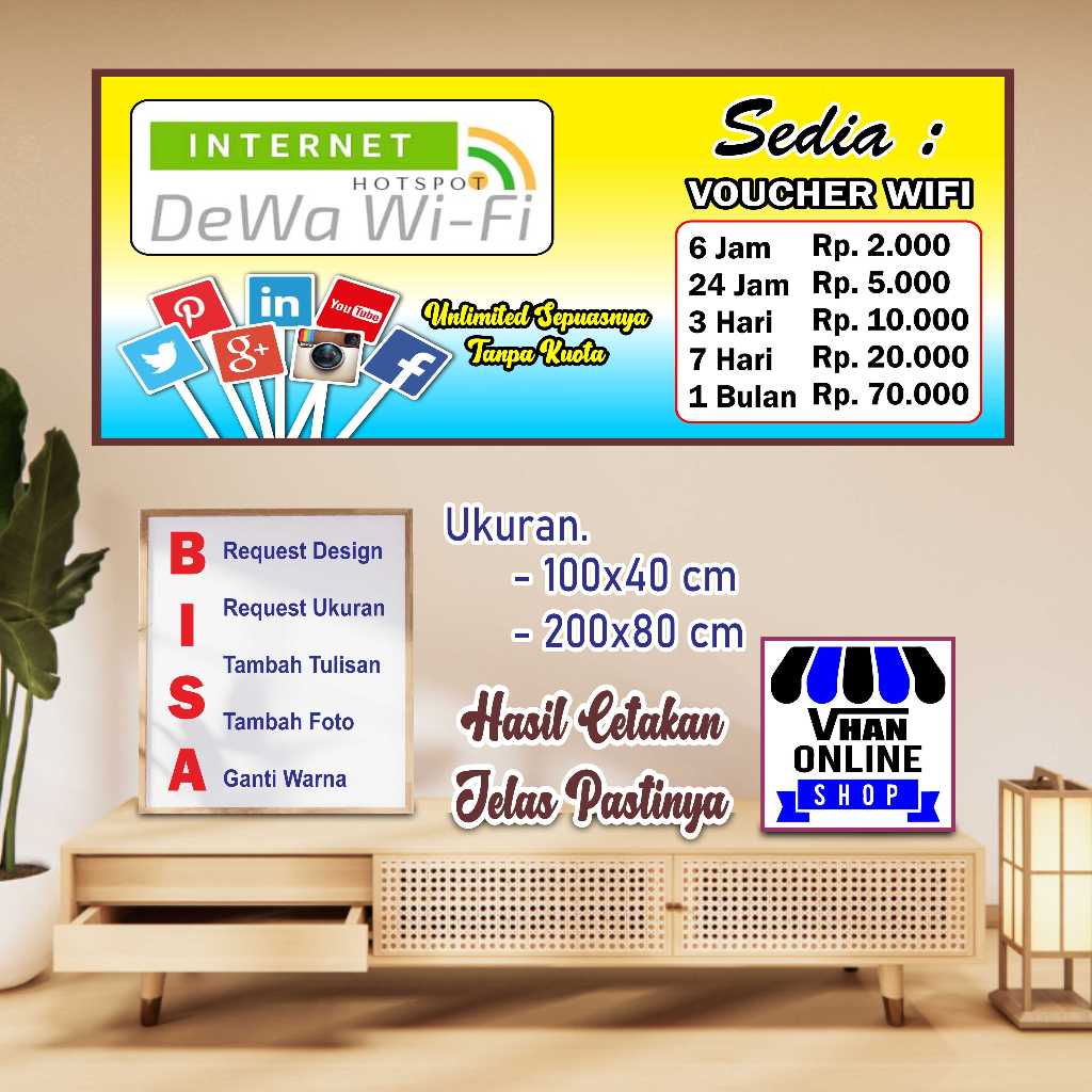 Jual Cetak Banner Spanduk MMT Jualan Voucher Wifi Voucher Hotspot ...