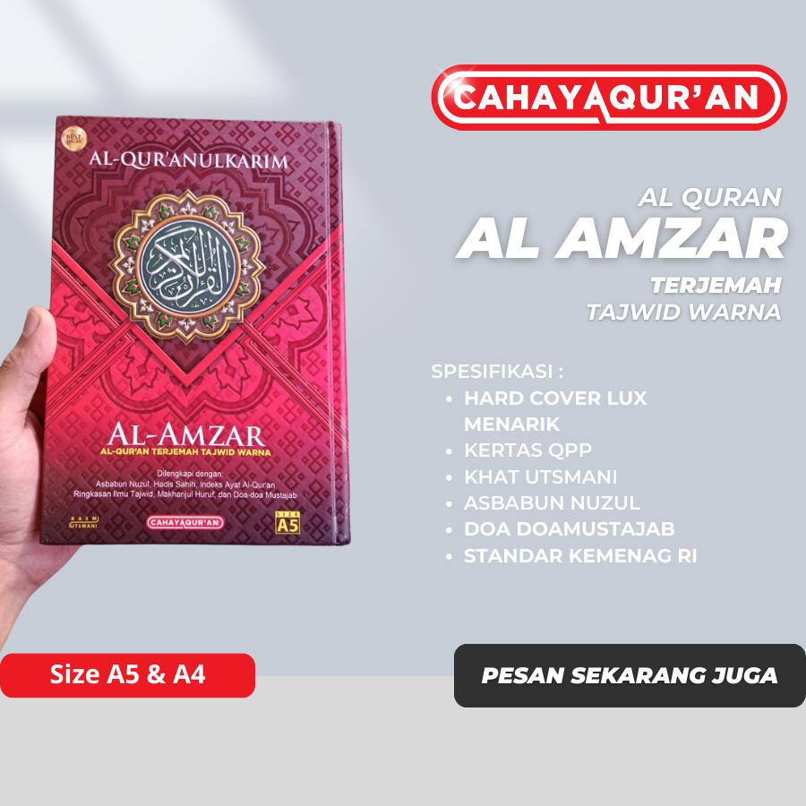 Jual Al Quran Terjemah Perkata Latin dan Tajwid Warna Al Amzar Ukuran A4 Cahaya Quran | Shopee ...