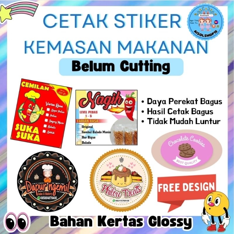 Jual CETAK STICKER LOGO/ LABEL MAKANAN ISI 20 STICKER UK 5.x 5 ...