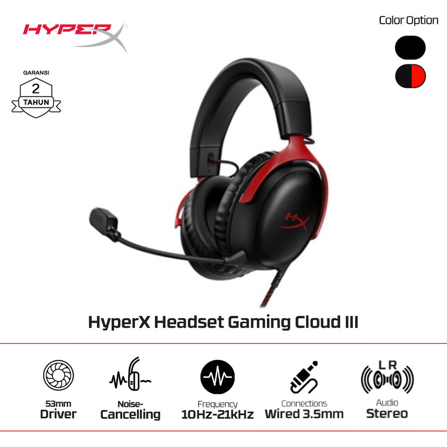 Jual Headset HyperX Cloud III Wired Gaming with Microphone Noise ...