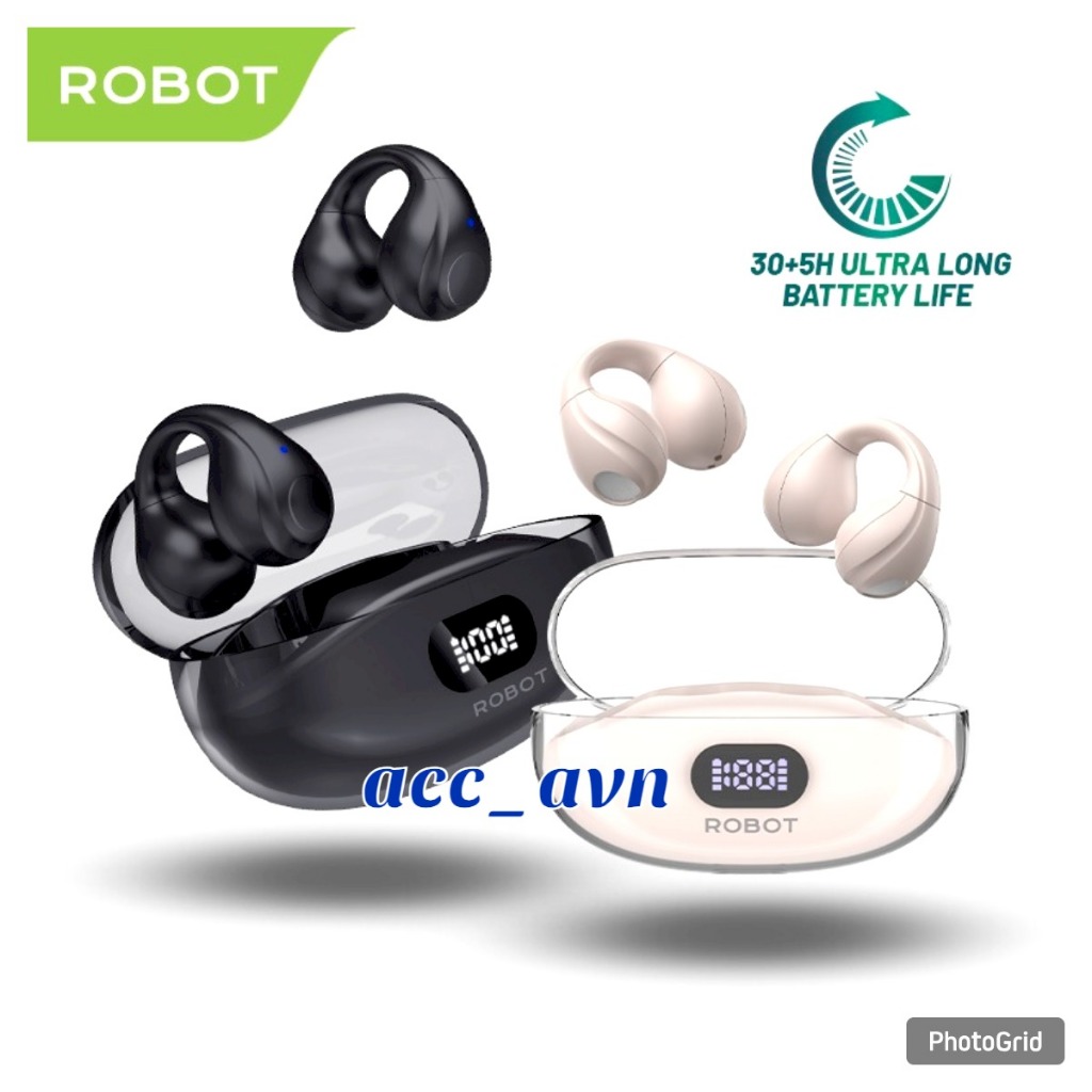 Jual ROBOT OWS Air 10 TWS Open Ear Clip Style LED Display Bluetooth 5.3 ...