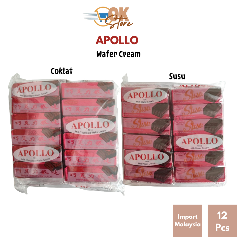 Jual Apollo Wafer Cream Susu & Coklat Isi 12 Pcs (Import Malaysia ...
