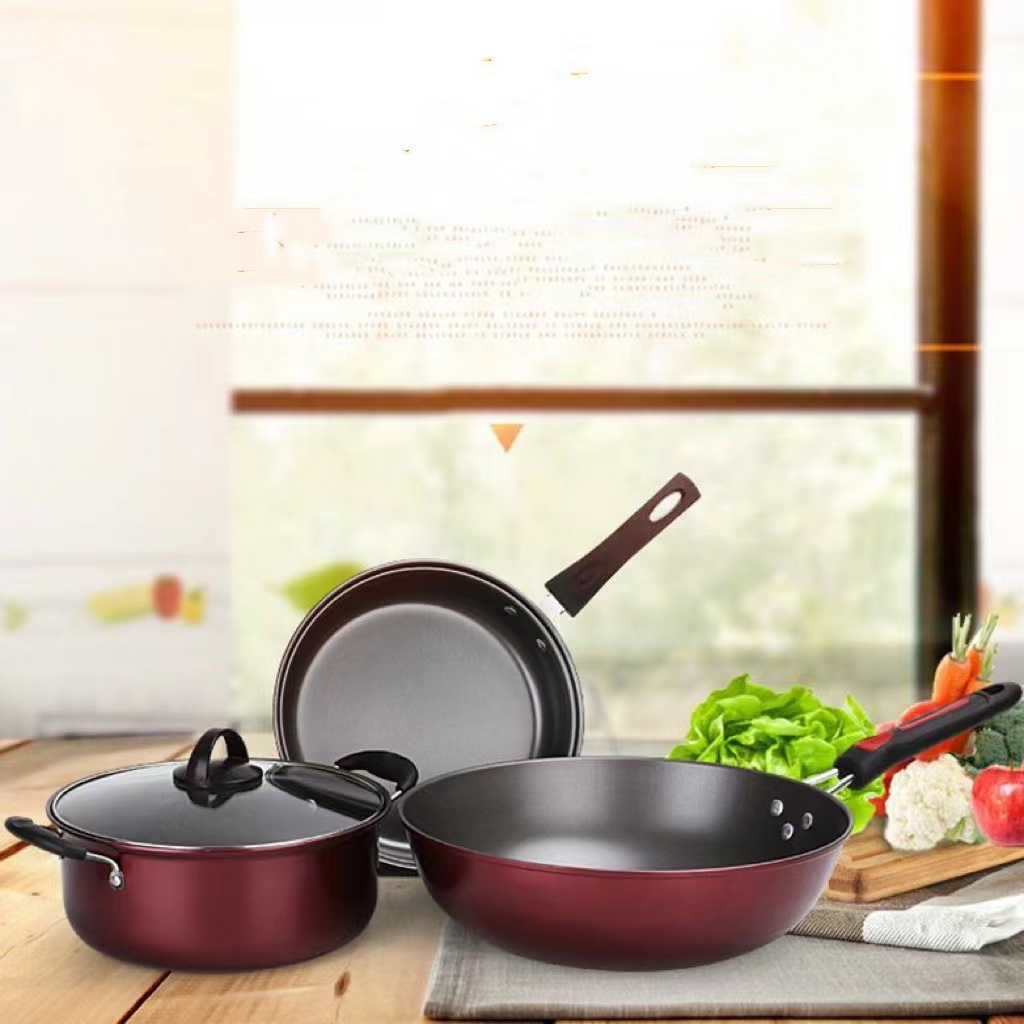 Jual Panci Set 3 IN 1 Anti Lengket Panci Isi 3 Tutup Kaca Panci Set Pot Cookware Set Anti ...