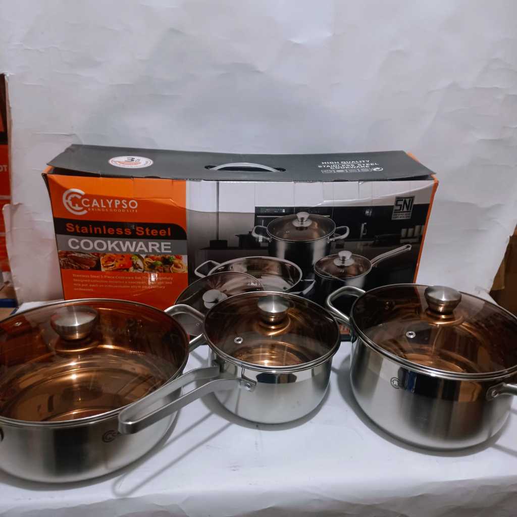 Jual Panci calypso C-470 Panci set isi 3 stainless tutup full kaca ...