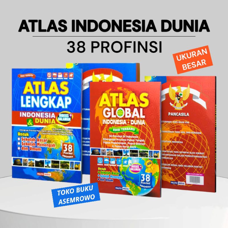 Jual Atlas Lengkap Indonesia Dunia 38 Provinsi Ukuran Besar Palito ...