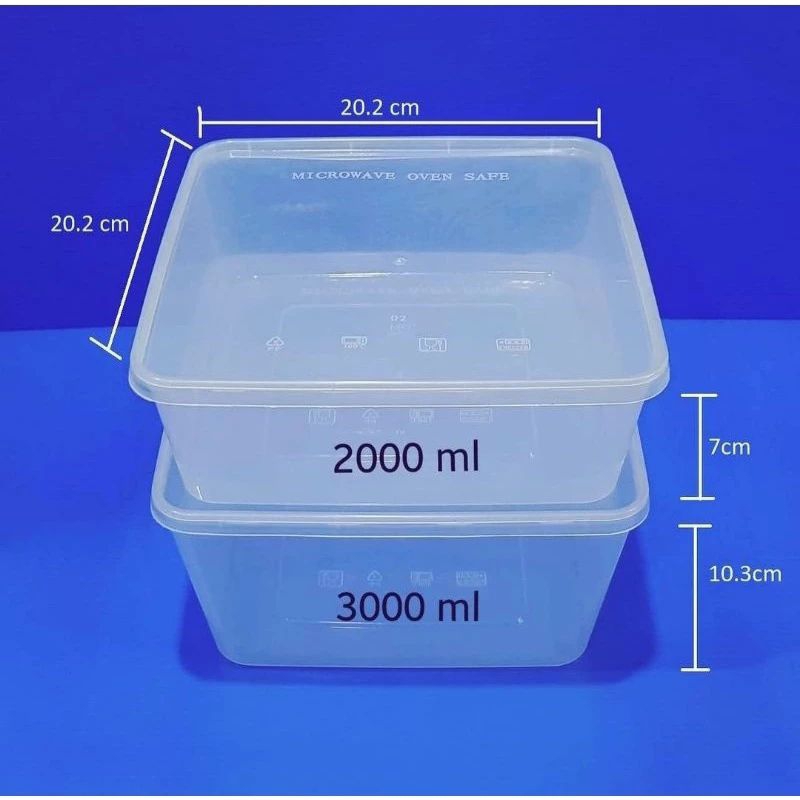 Jual (25 pc) KURIR INSTAN SAMEDAY Thinwall SQUARE 3000 ml DM/Thinwal ...