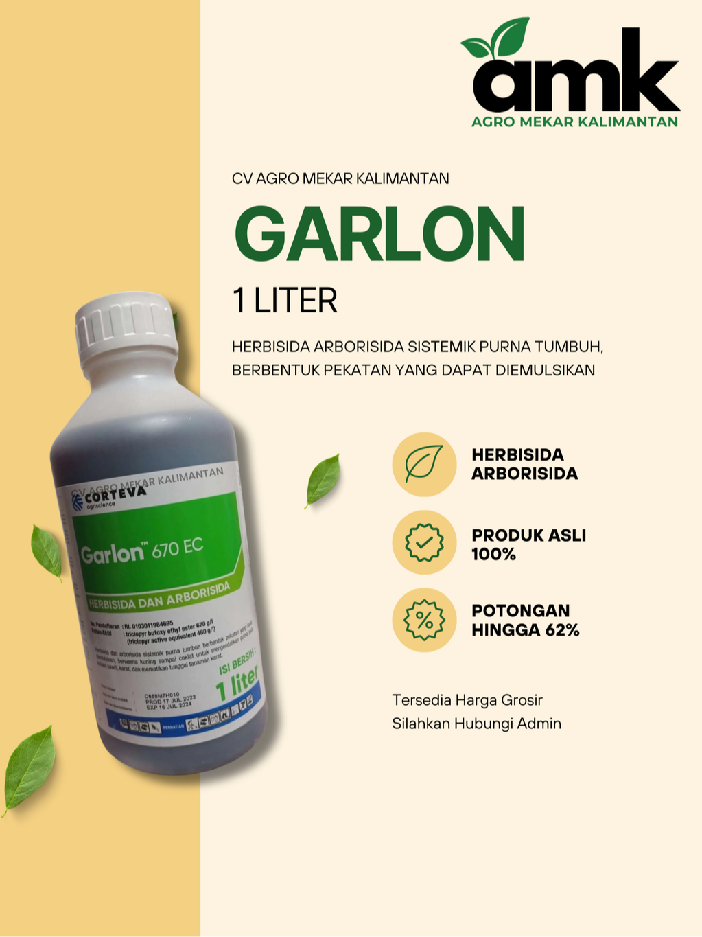 Jual Garlon Racun Kayu Gulma Pohon Berbentuk Pekatan (Herbisida ...
