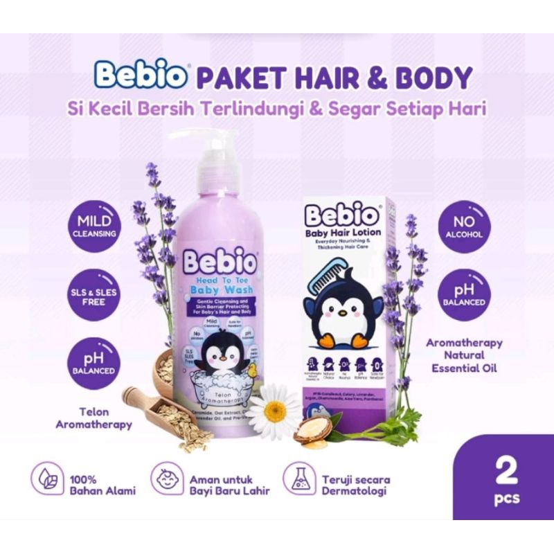 Jual BEBIO HEAD TO TOE WASH 250ML | HAIR LOTION 100ML | Shopee Indonesia