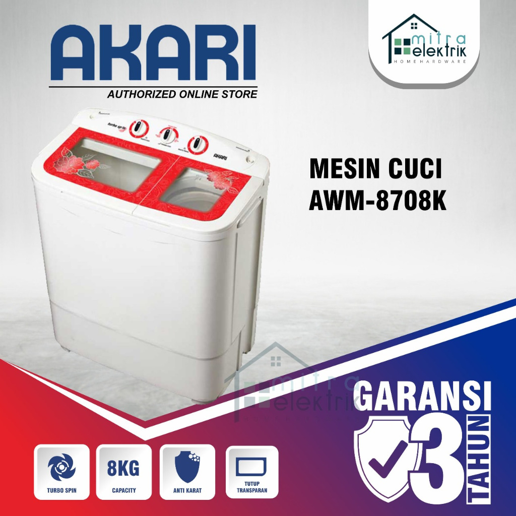 Jual Mesin Cuci AKARI AWM-8708K 2 Tabung 7.5 Kg | Shopee Indonesia