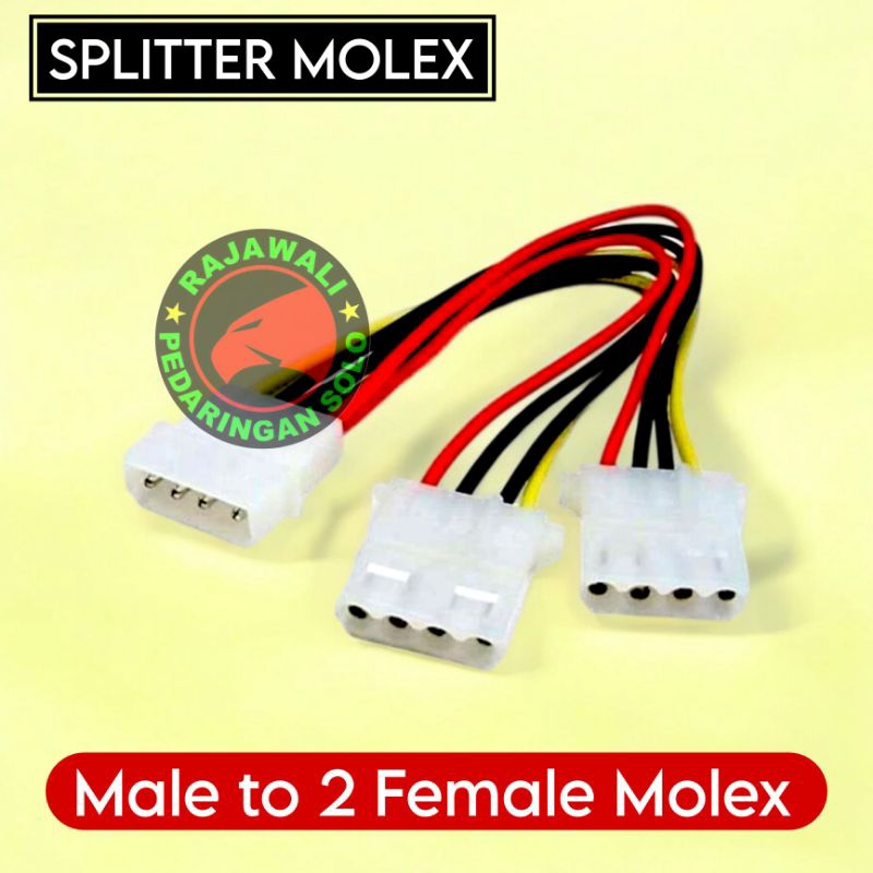 Jual Kabel PSU Molex male to 2 female Label Splitter Molex PSU komputer ...