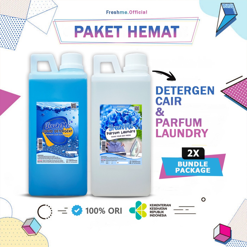 Jual [BUNDLE] Freshme Parfum Laundry Grade A 1 Liter + Liquid Detergen ...