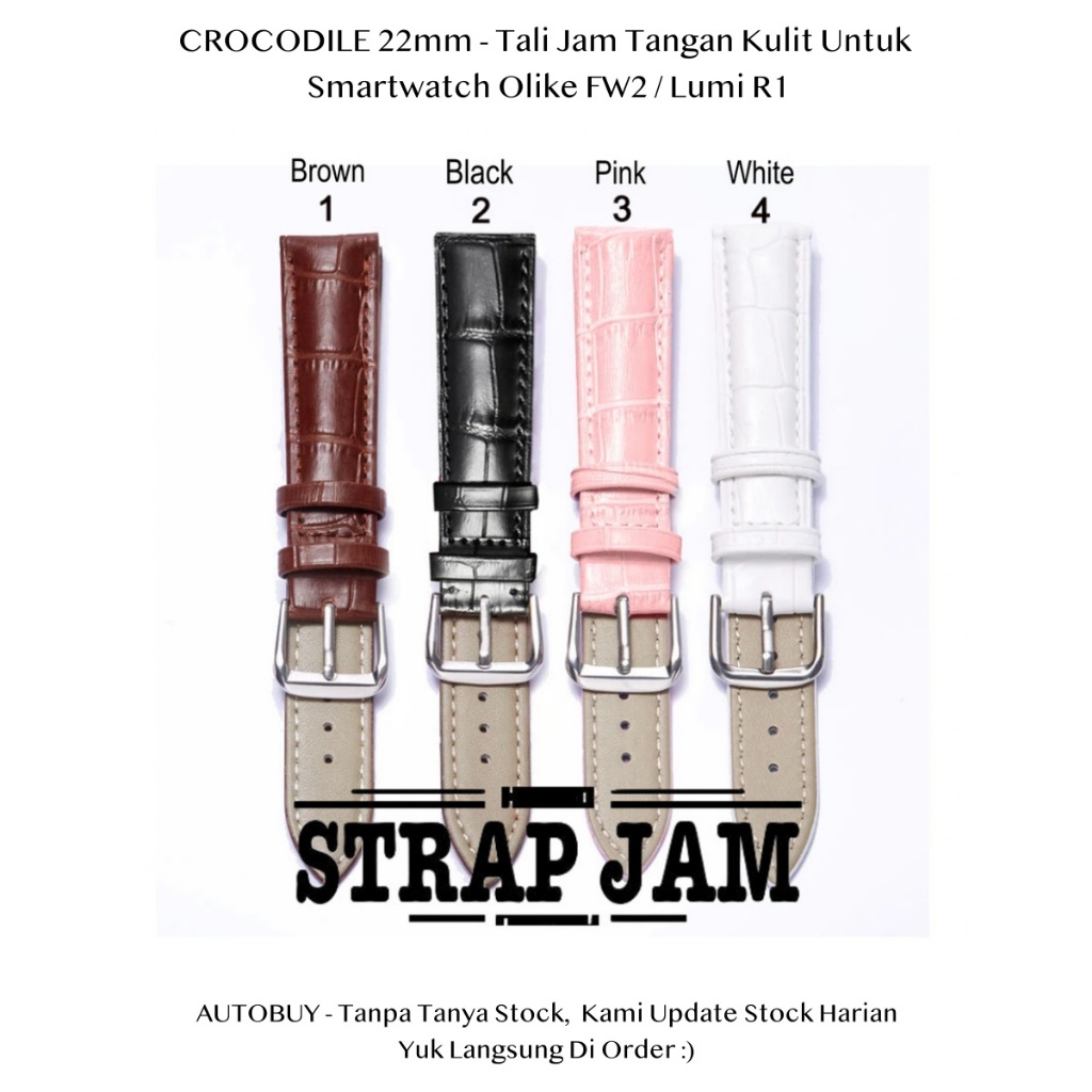 Jual Crocodile Strap 22mm Smartwatch Olike FW2 / Lumi R1 - Tali Jam ...