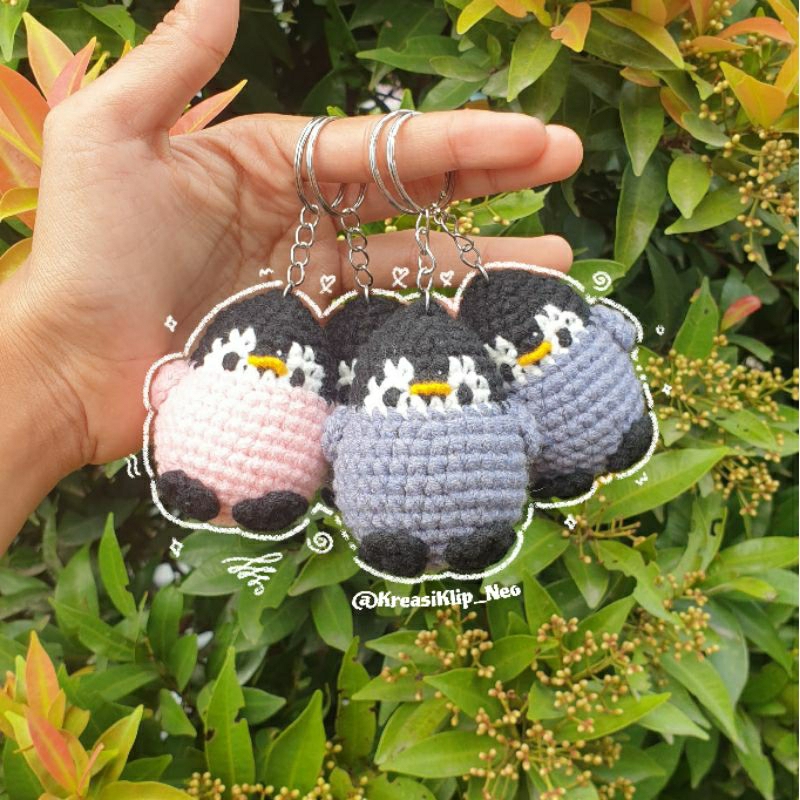 Jual Amigurumi Crochet Penguin Keychain | Gantungan Kunci Rajut Penguin ...