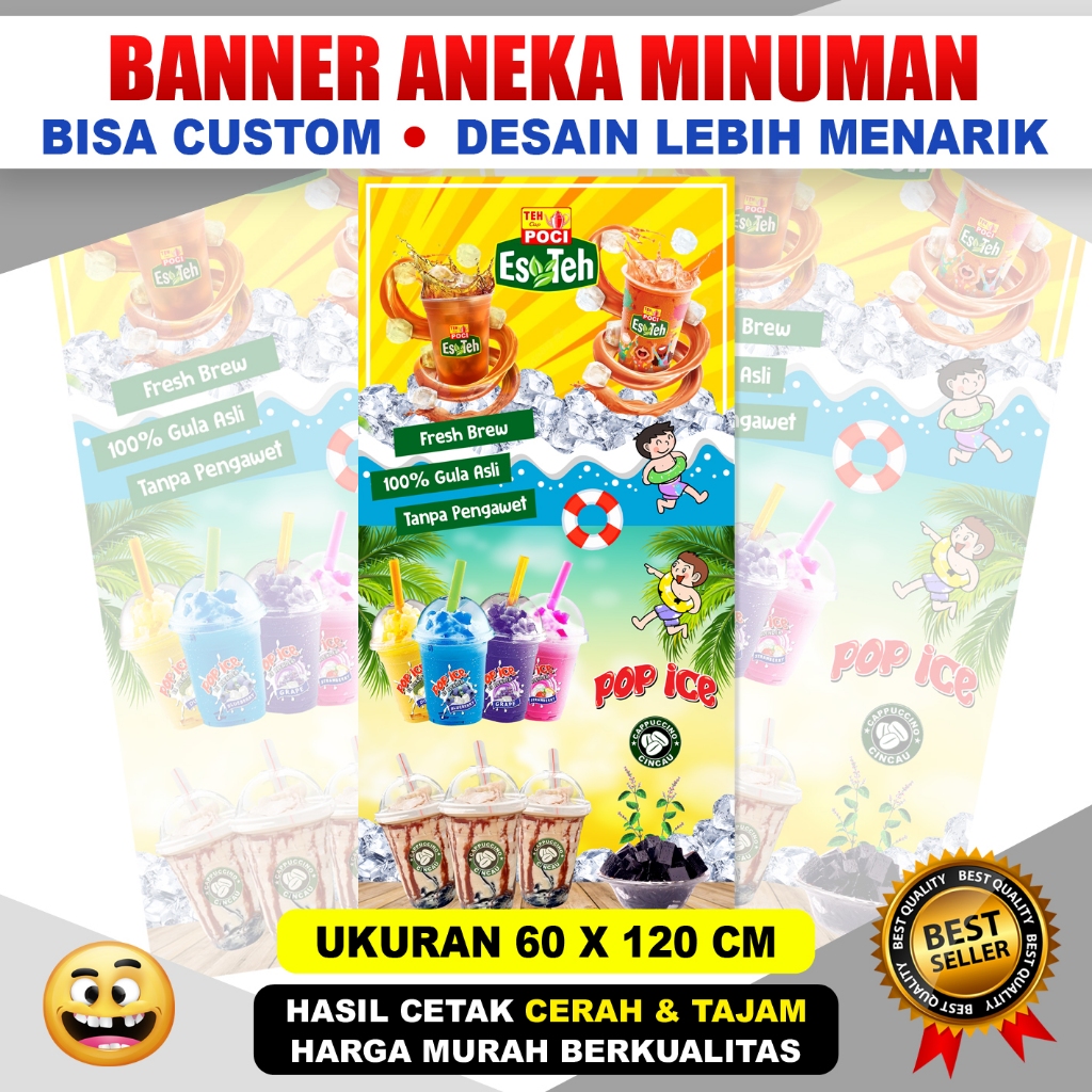 Jual BANNER SPANDUK ES TEH JUMBO MIX CAPCIN CAPPUCINO POP ICE / BANNER ...
