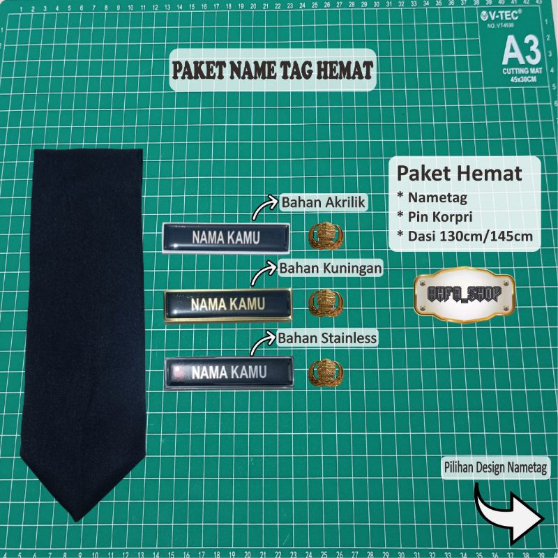 Jual Paket Hemat Nametag ASN Papan nama dada Lencana Korpri (Nametag ...