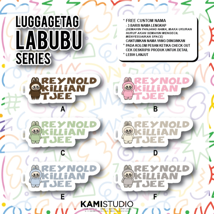 Jual LUGGAGE TAG LABUBU 3 BARIS NAMA LENGKAP /GANTUNGAN TAS NAMA / BAG ...