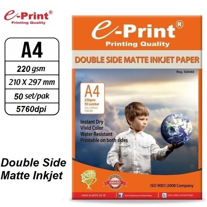 Jual E-Print Double Side Matte Inkjet Paper A4 220gsm 50 lembar ...