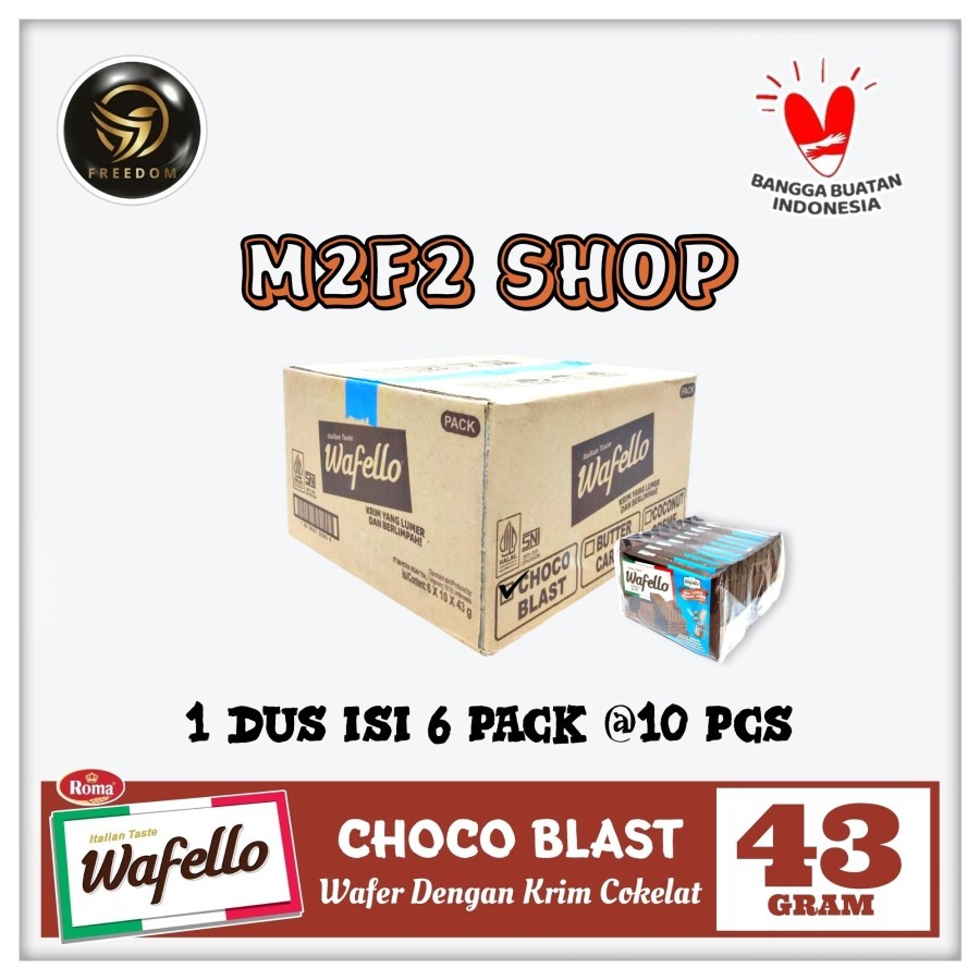 Jual Roma Wafer Wafello Choco Blast | Krim Cokelat Sachet - 43 gr ...