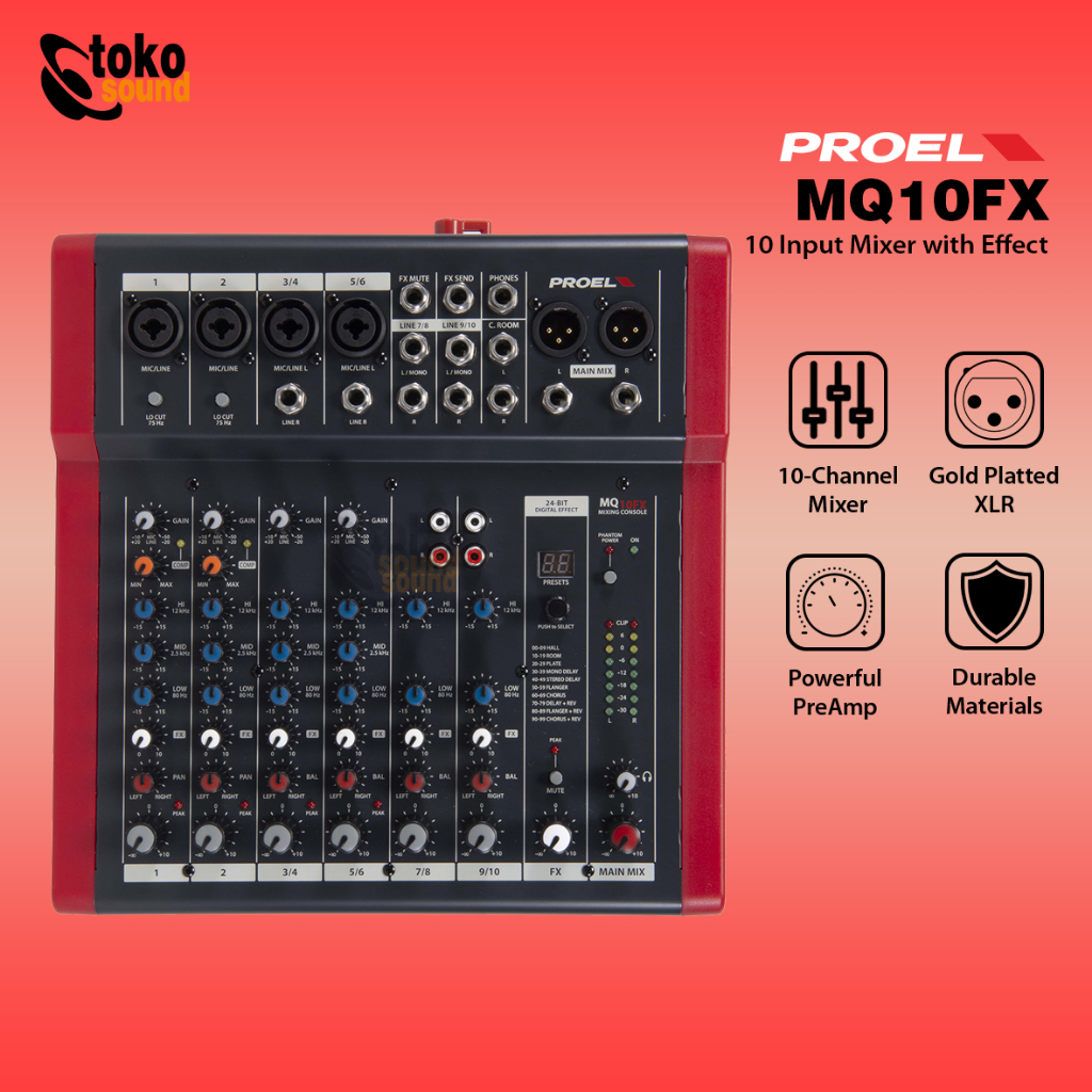 Jual PROEL MQ10FX - Compact 10 channel mixer with FX | Shopee Indonesia