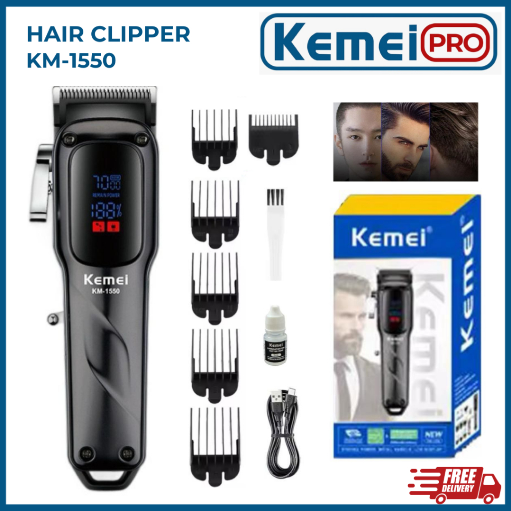 Jual Alat Cukur Rambut Kemei KM-1550 Cukuran Kemei KM 1550 Display LED Mesin Professional Hair ...