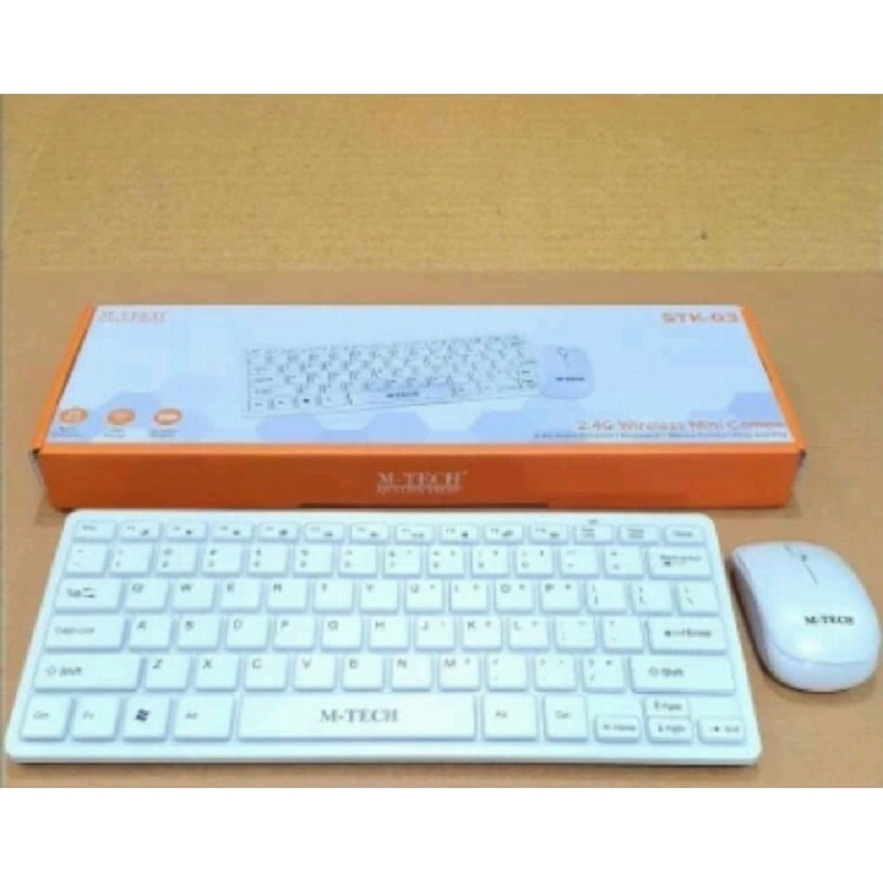 Jual Keyboard + Mouse Wireless STK-03 M-TECH - White | Shopee Indonesia