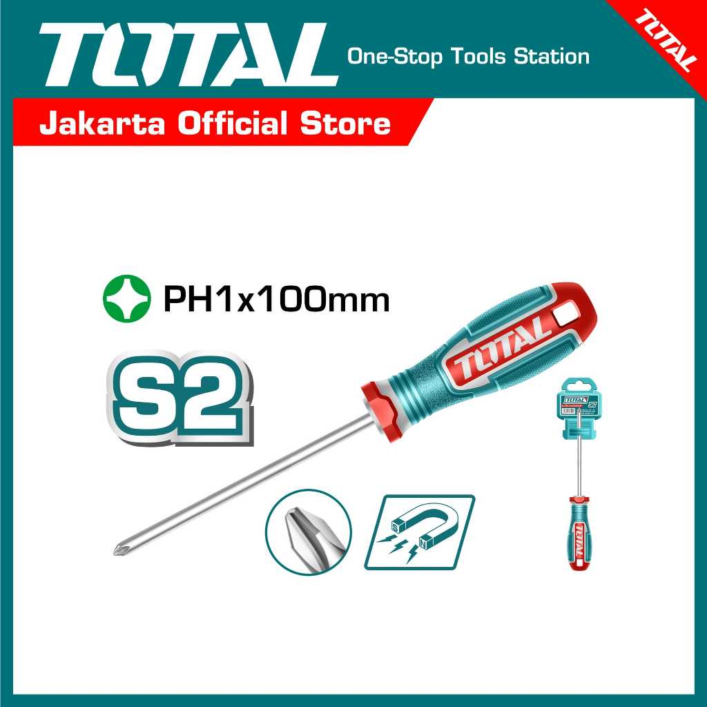 Jual TOTAL Phillips screwdriver TSDPH1100 - obeng Phillips (+) | Shopee ...