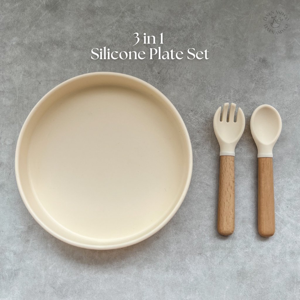 Jual Elvenandco 3 in 1 Premium Silicone Plate Feeding Set | Set 3 Pcs ...