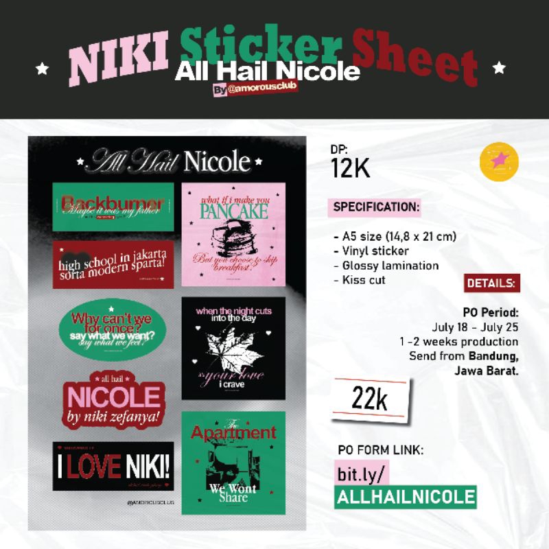Jual NIKI STICKER SHEET READY STOCK | Shopee Indonesia
