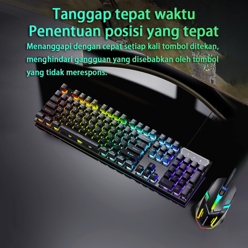 Jual Kombo Keyboard dan Mouse Gaming dengan Lampu RGB Cahaya / Termasuk ...
