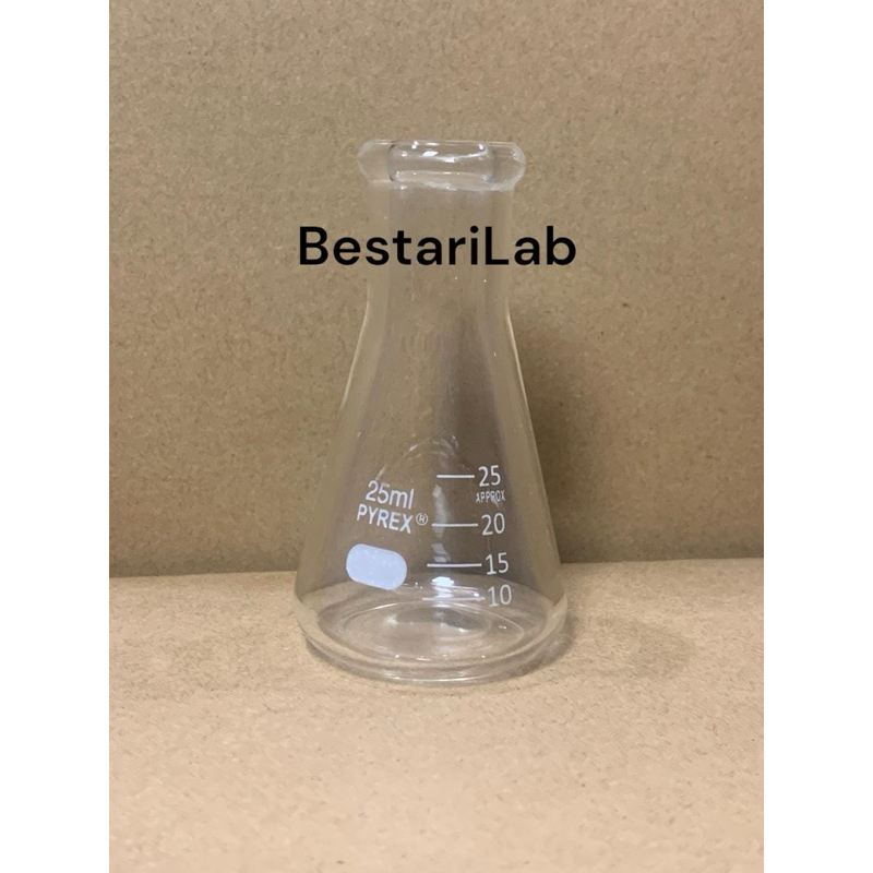 Jual Erlenmeyer 25 ml merek PYREX Kaca Borosilicate | Shopee Indonesia