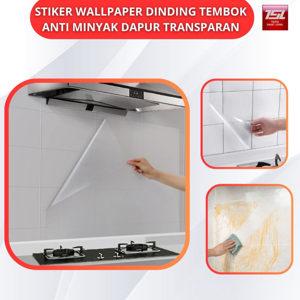 Jual TUTU Stiker Wallpaper Dinding Tembok Anti Minyak Dapur Transparan ...