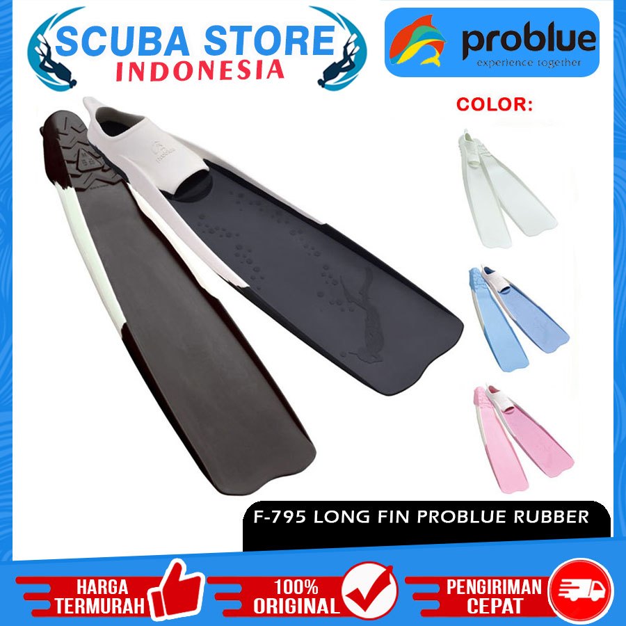 Jual F-795 Long Fin Problue Rubber Fins Kaki Katak Panjang Selam Scuba Diving Freedive ...