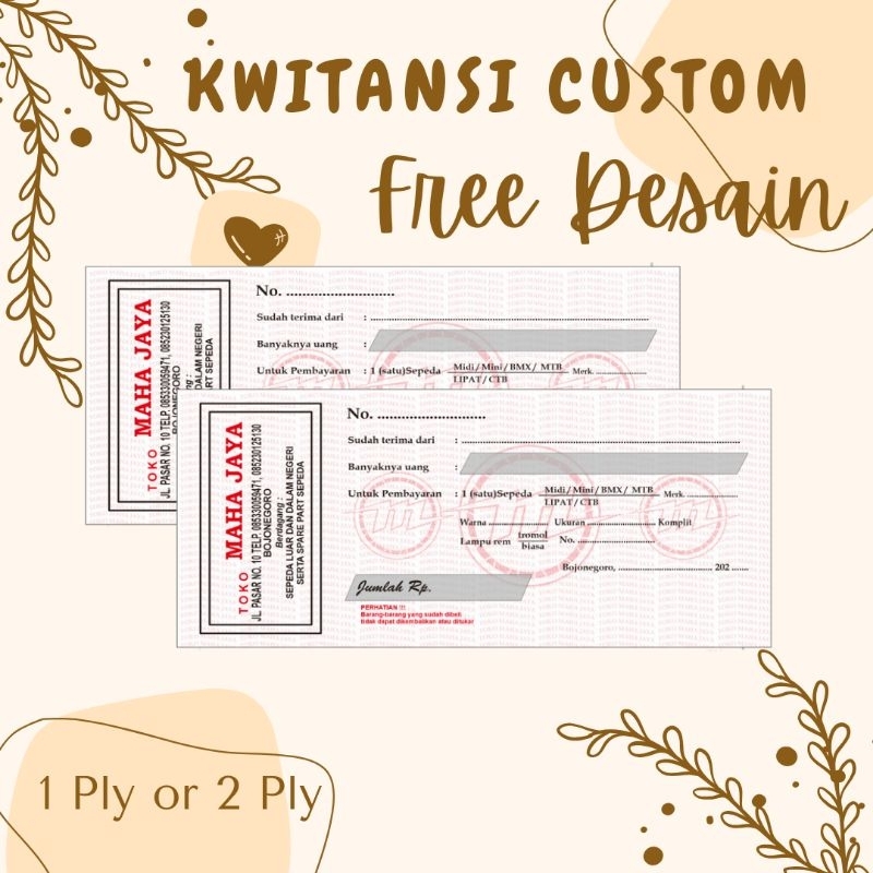 Jual Kwitansi Custom -Kwitansi Pembayaran - Free Desain | Shopee Indonesia