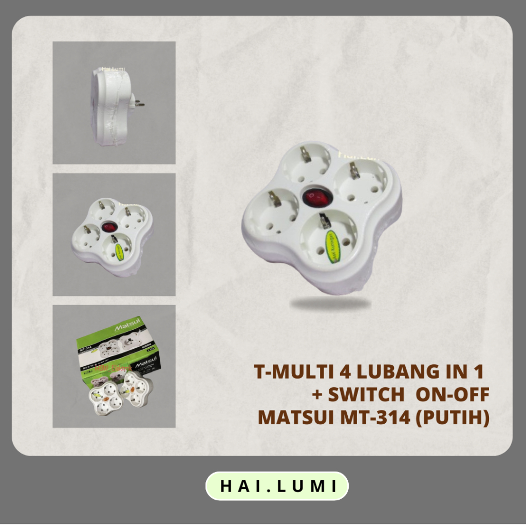 Jual LUMI - STOP KONTAK / T-MULTI 4 LUBANG IN 1 + SWITCH ON-OFF MATSUI ...