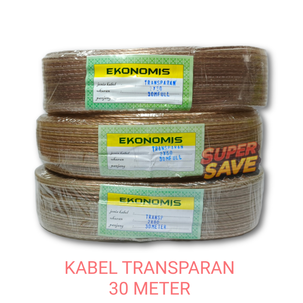 Jual Kabel Listrik / Audio EKONOMIS Transparan Panjang 30 Meter ...