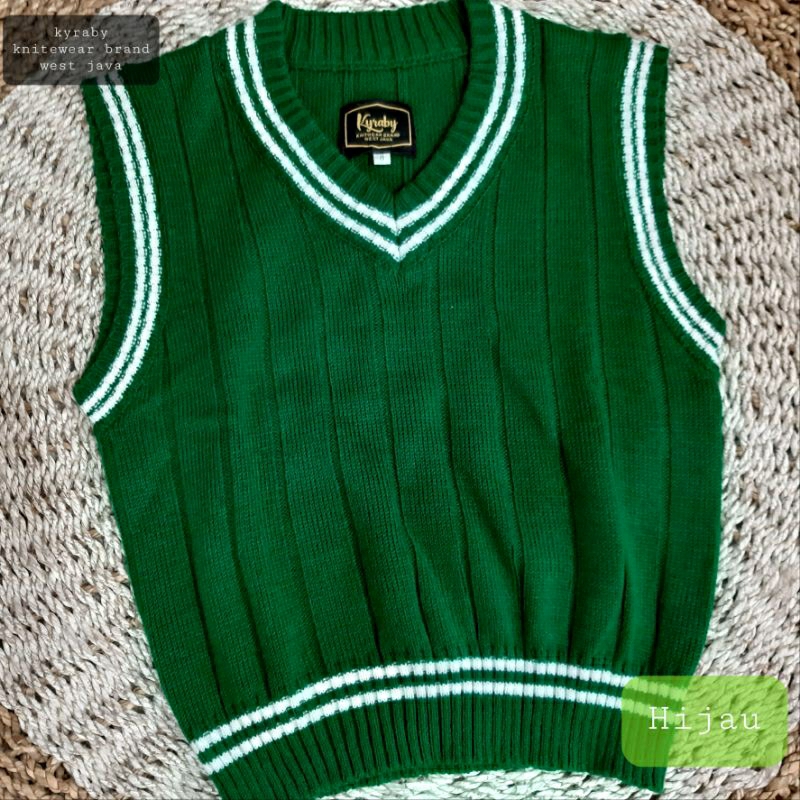 Jual VEST KNIT RAJUT HIJAU /ROMPI RAJUT PREMIUM/ROMPI SEKOLAH/VEST ...