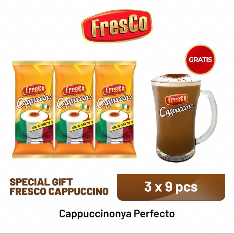Jual Special Gift Fresco Cappuccino(3 packs free glass) | Shopee Indonesia