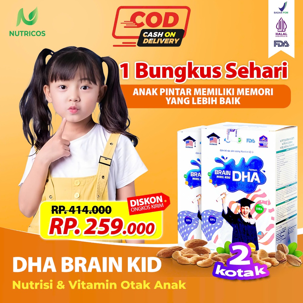Jual (Authentic ) COMBO 2 BOXES DHA Mengontrol perilaku - DHA Brain Kid - Vitamin nutrisi ...
