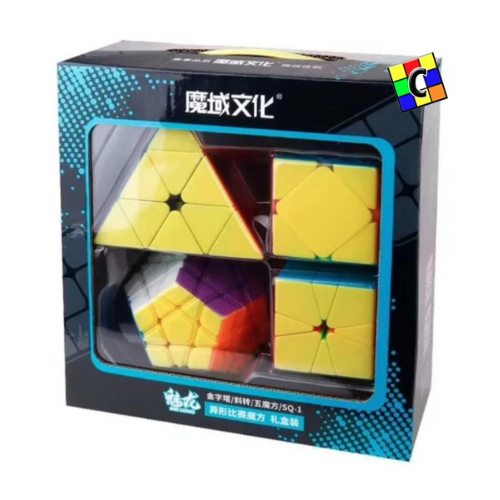Jual Paket Cube Puzzle Pyraminx Megaminx SQ1 Skewb Stikerless Moyu Gift ...