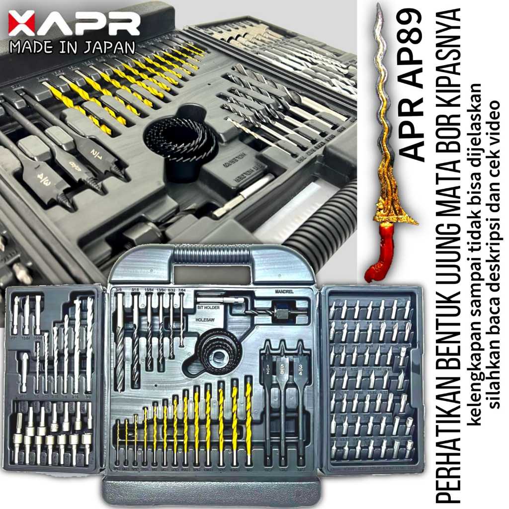 Jual APR JAPAN MATA BOR SET 100PCS MATA BOR SKRUP BESI KAYU BETON ...